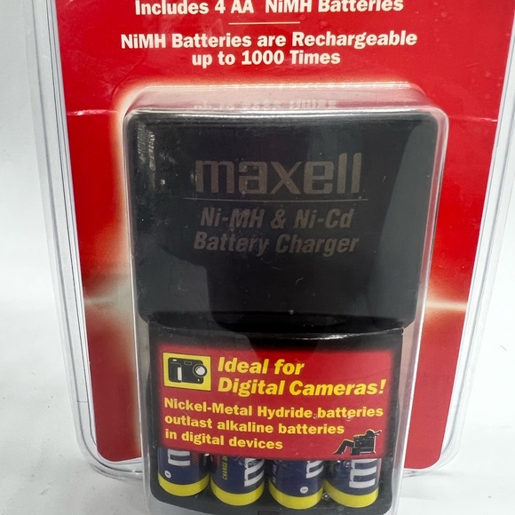 Maxell | Office | Maxell Nickel Metal Hydride Nimh Battery Charger Kit Includes 4 Aa Batteries ...